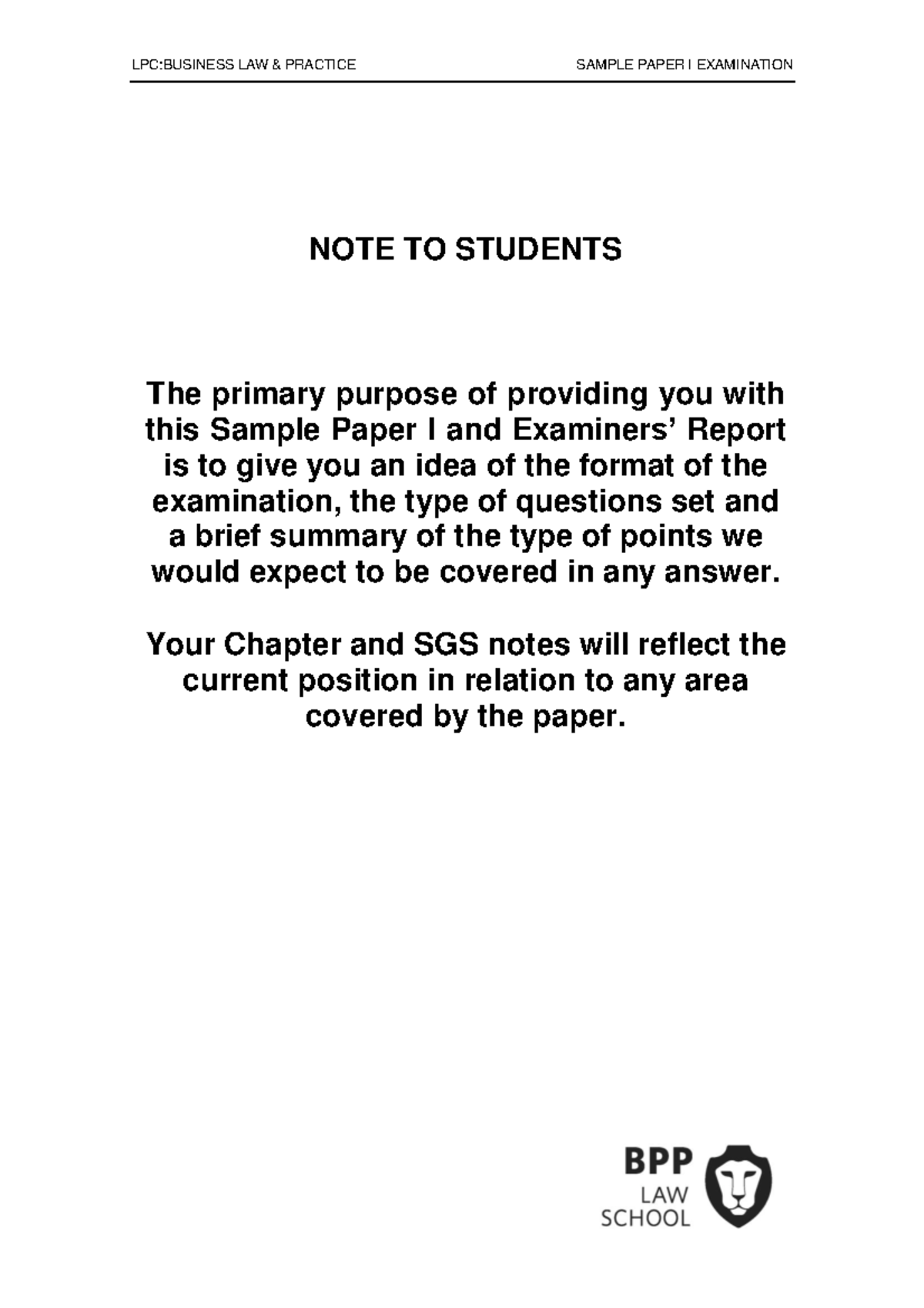 LPC: Business Law & Practice Sample Exam Paper I 2021-22 - Studocu