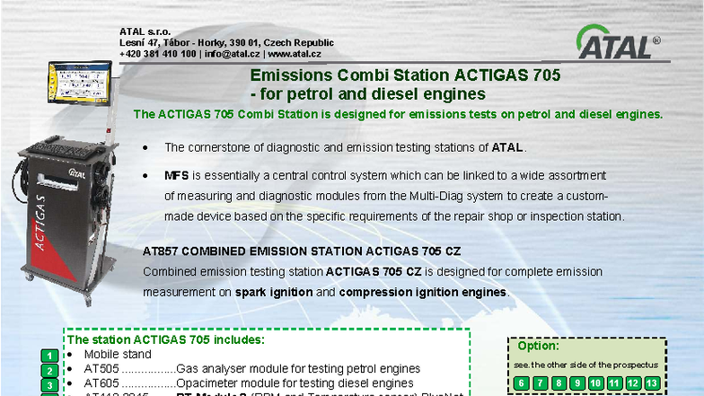AT857 7100 ACTIGAS 705 Green Emission Testing Station Overview - Studocu