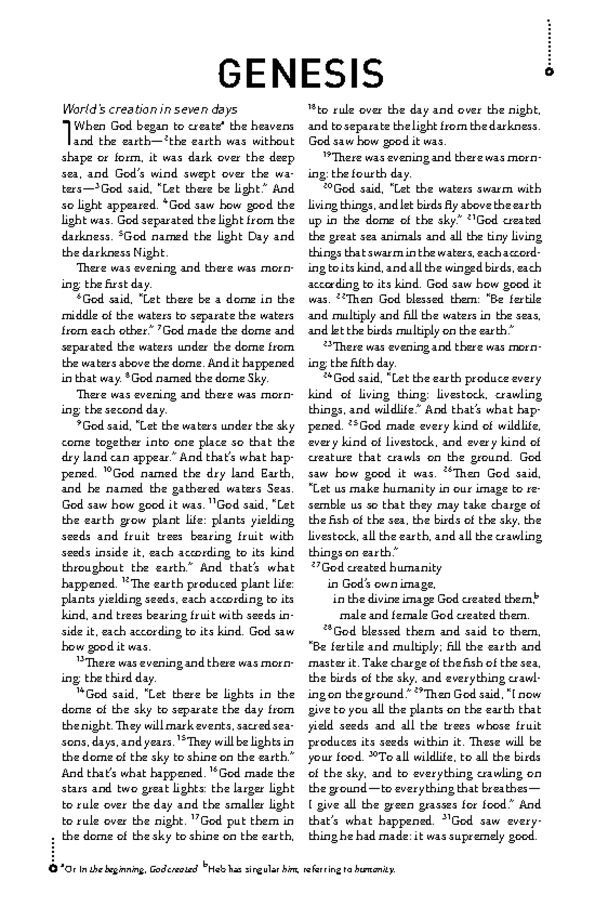 GENESIS: Creation in Seven Days and God's Covenant with Noah - Studocu