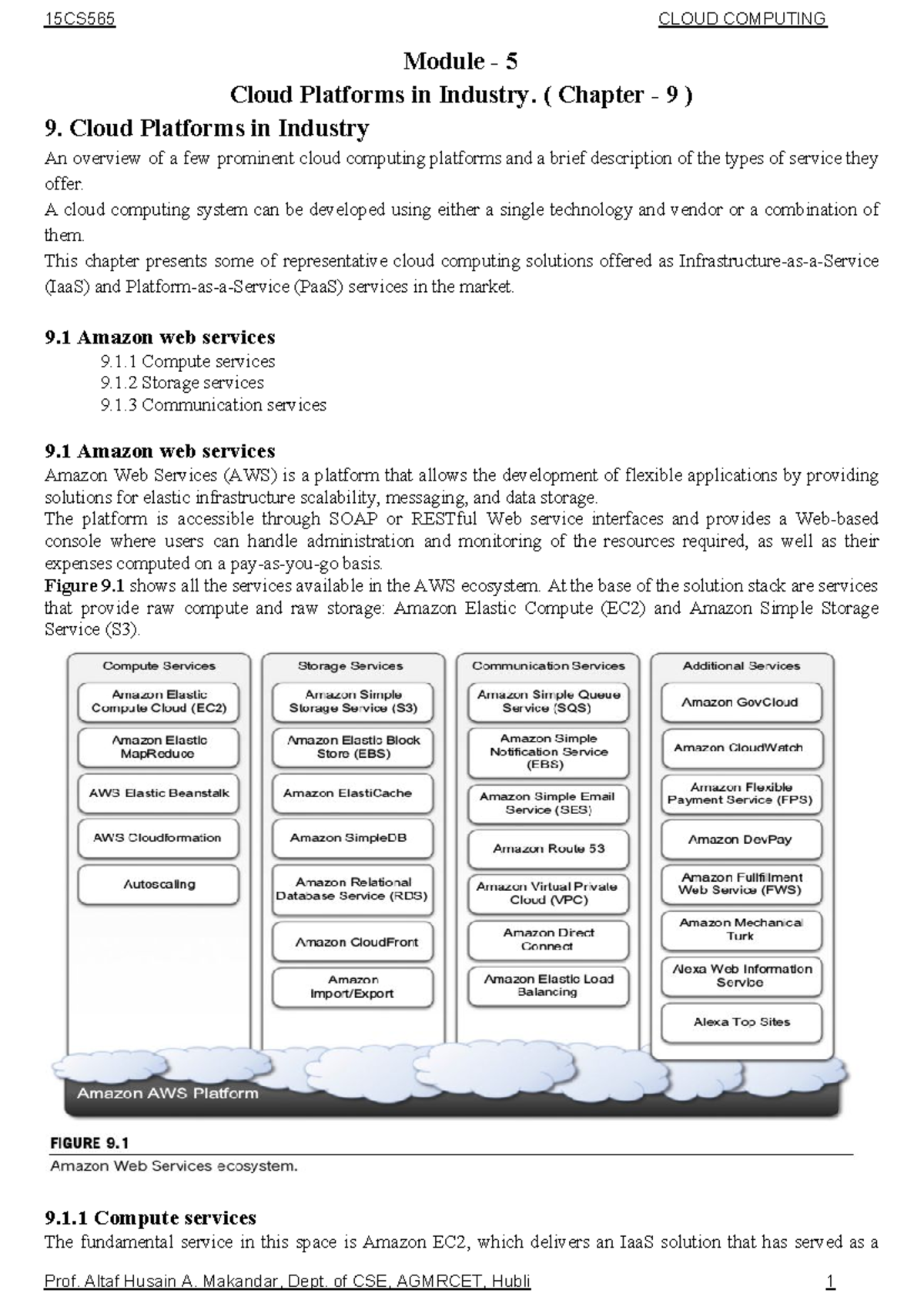 Module 5: Cloud Platforms Overview (Chapter 9 Notes) - Studocu