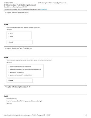 5-1 Mastering A and P Lab Module Five Homework - Grading Policy Chapter ...