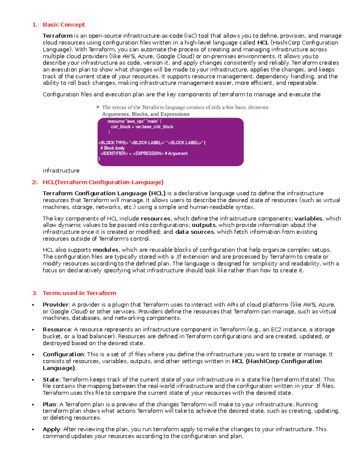 Terraform Basics: Understanding HCL, Providers, and Resource Management - Studocu