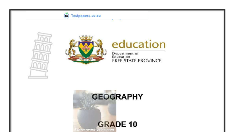 FS Geography Grade 10 March 2025 Question Paper & Memo - Studocu
