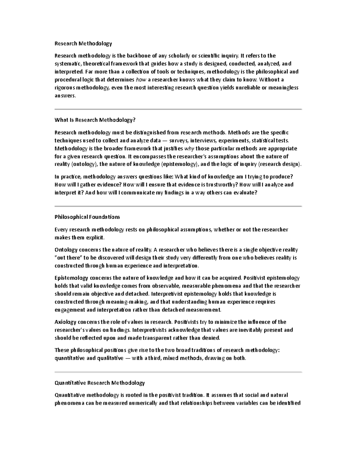 Research Methodology: Understanding Frameworks and Techniques - Studocu