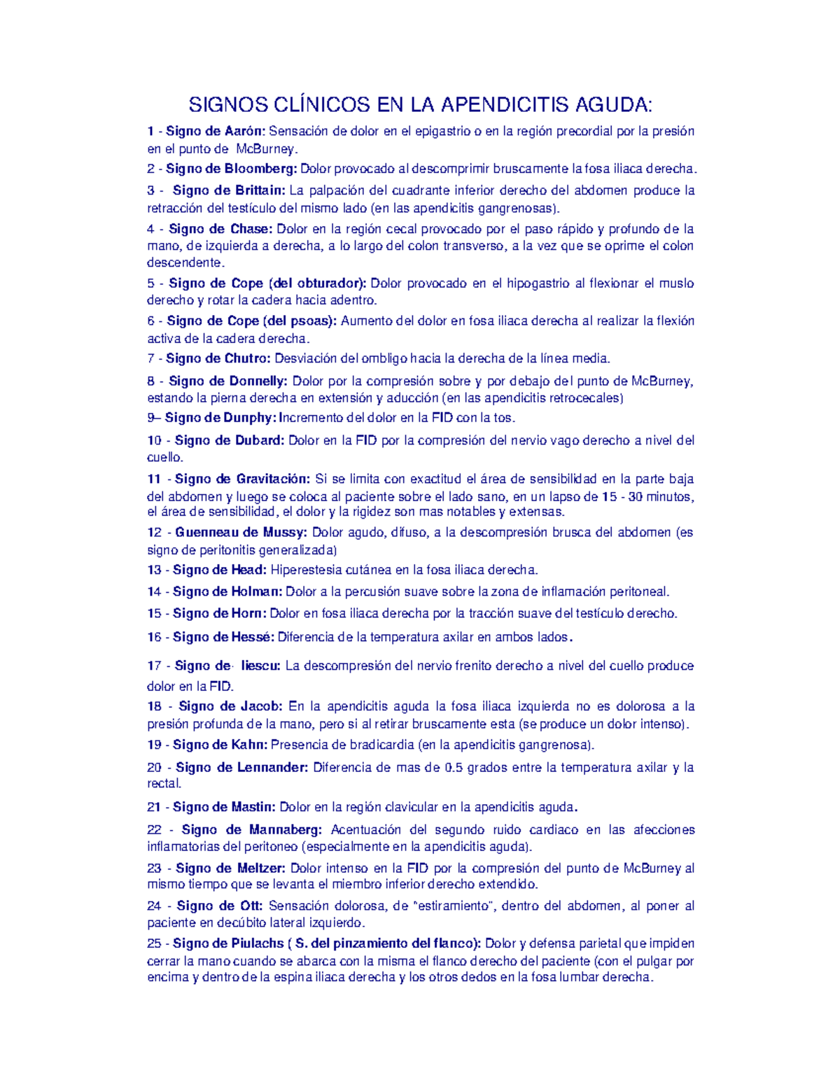 Signos Clínicos de Apendicitis Aguda: Identificación y Descripción ...