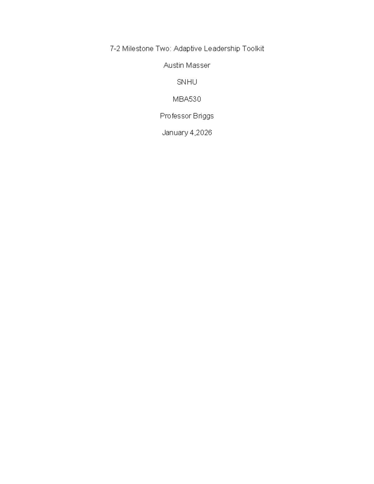 7-2 Milestone Two: Adaptive Leadership Toolkit Analysis - Studocu