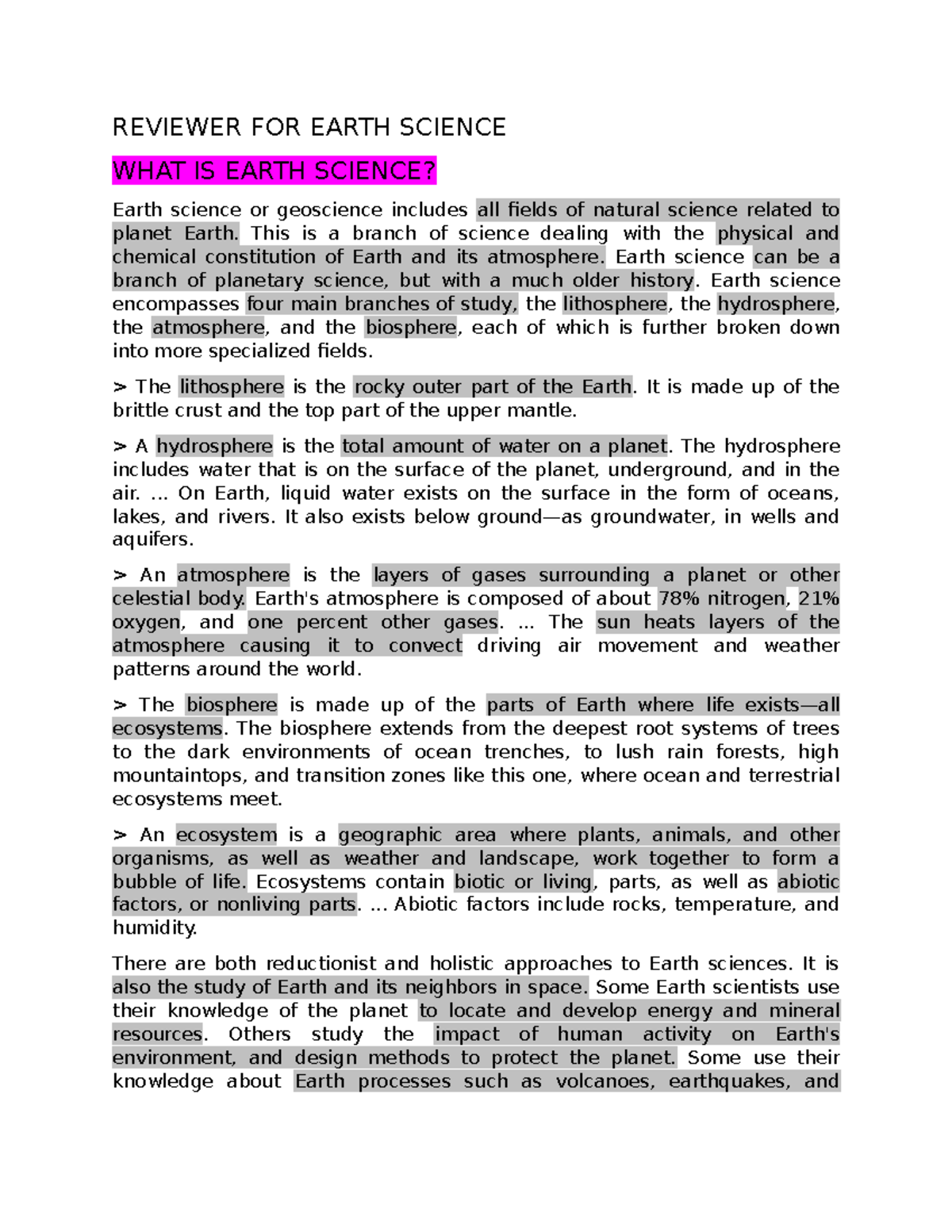 Earth Science Reviewer - REVIEWER FOR EARTH SCIENCE WHAT IS EARTH ...