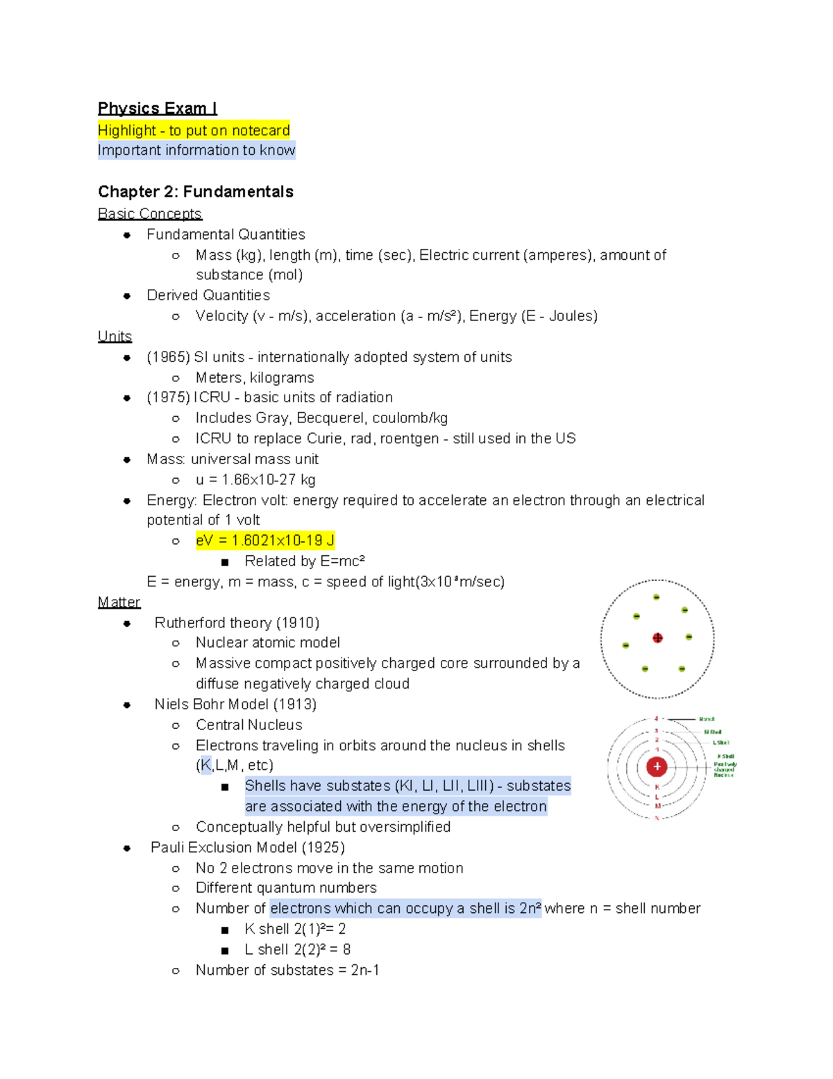 Physics 101 Midterm Exam Review: Core Concepts and Models - Studocu