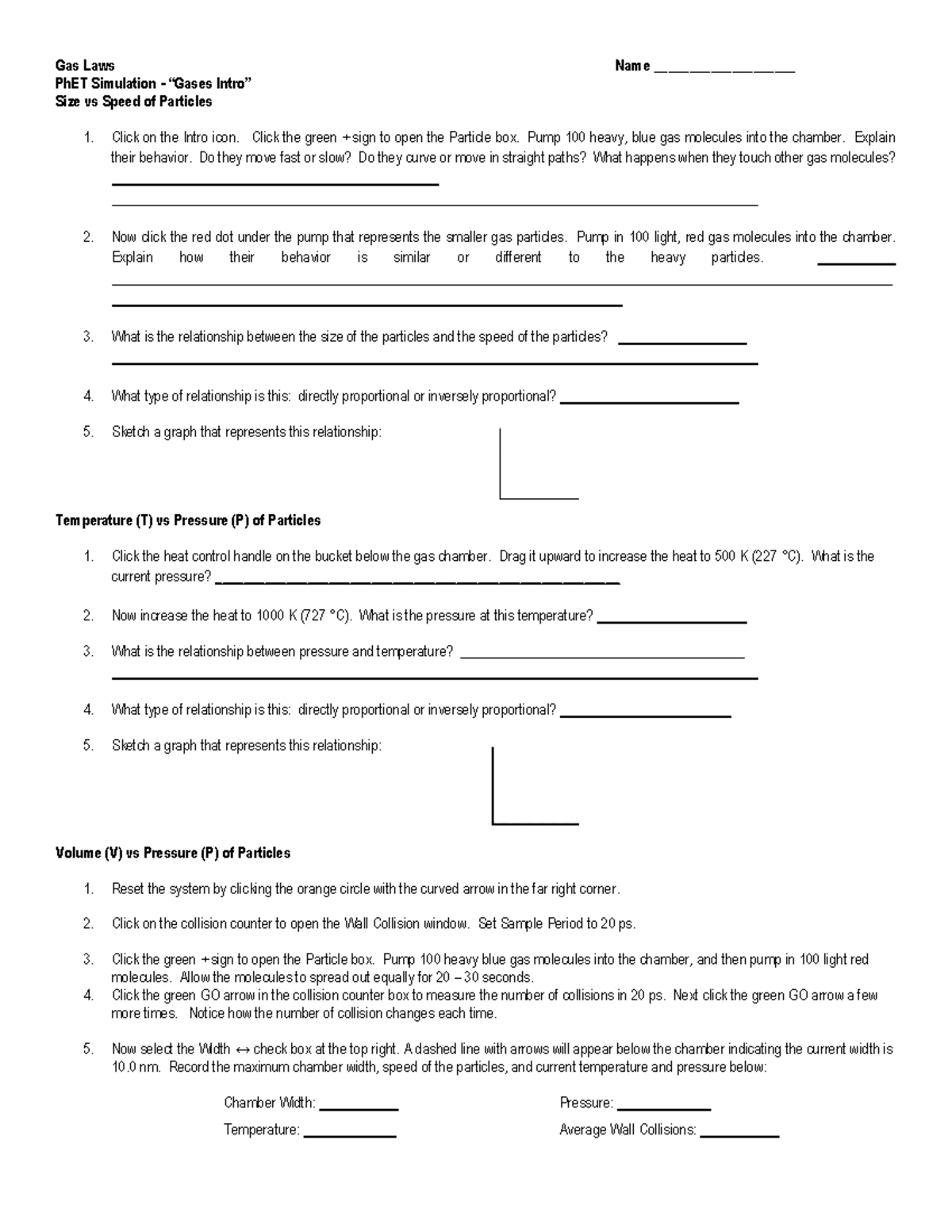AP Gases PHET - phet lab - Gas Laws Name ____________________ PhET ...