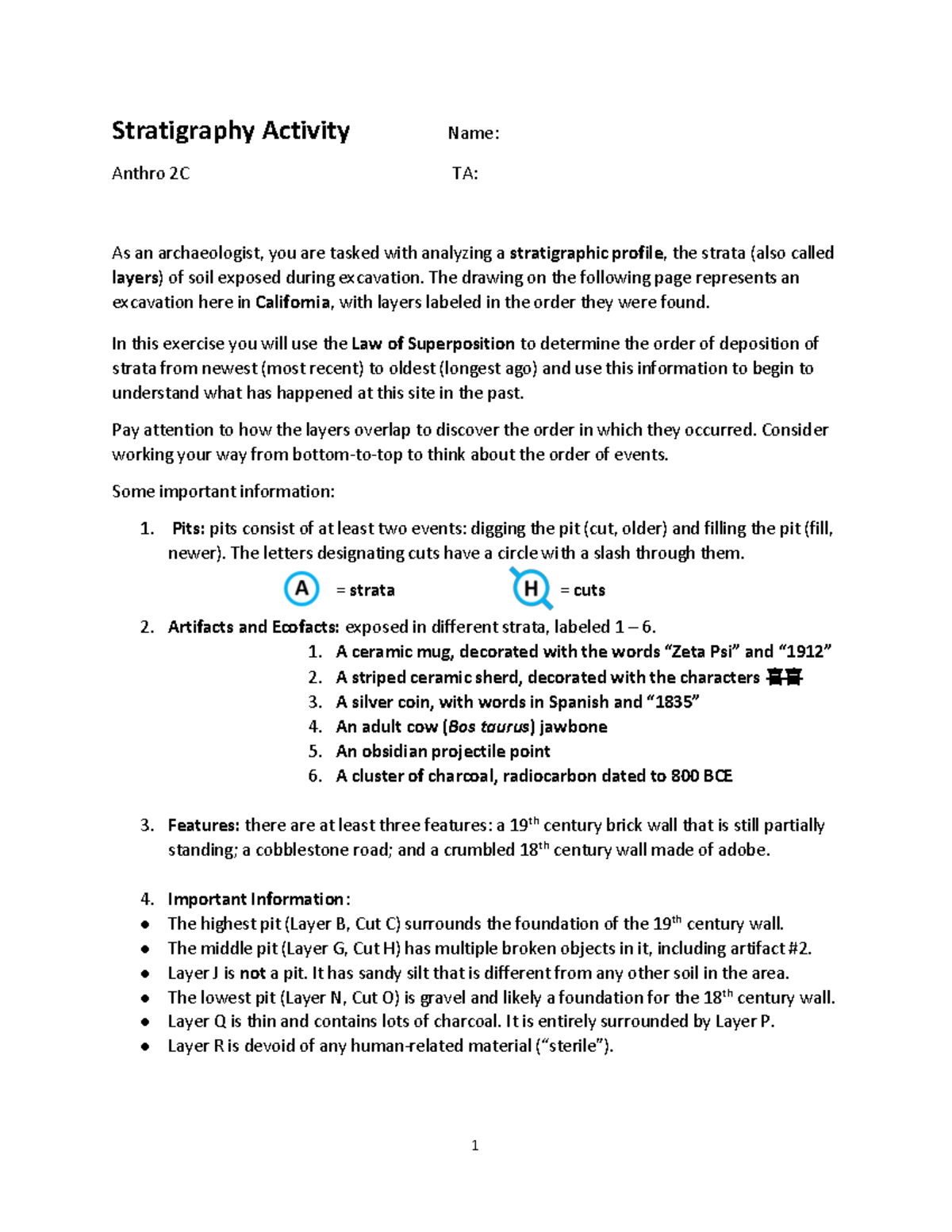 Stratigraphic Profile Analysis Activity - Anthro 2C TA - Studocu