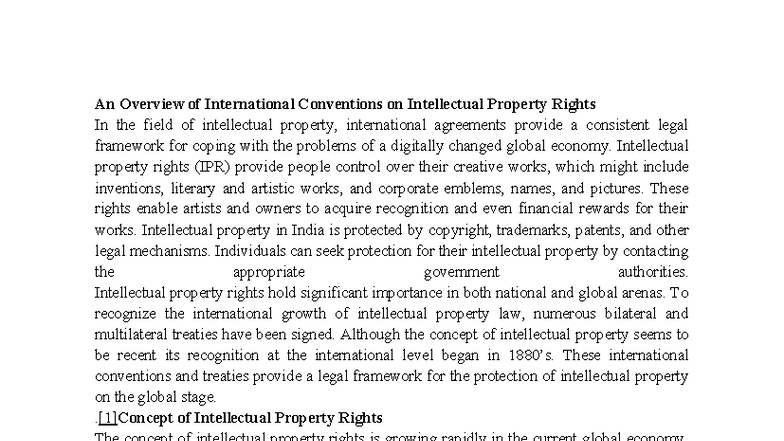 IPR Notes: Overview of International Conventions on Intellectual ...