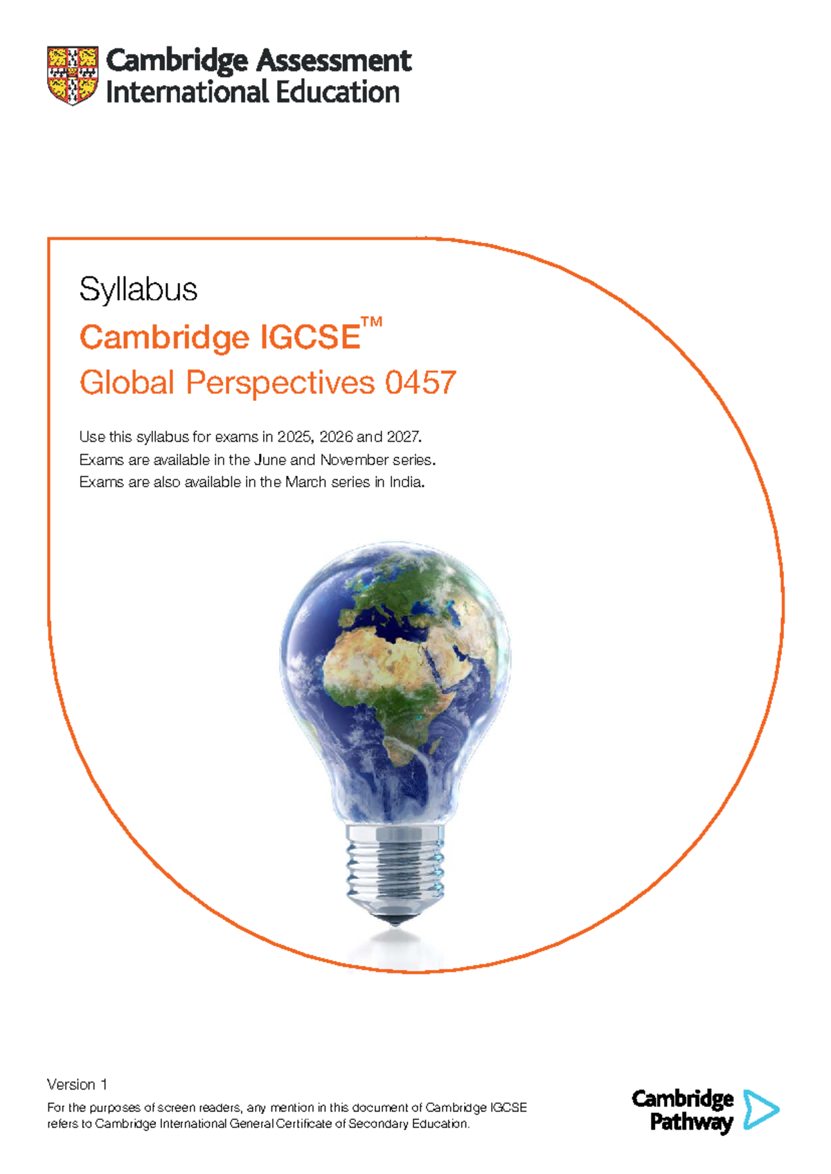 Cambridge IGCSE Global Perspectives 0457 syllabus for 2025-2027 - Studocu