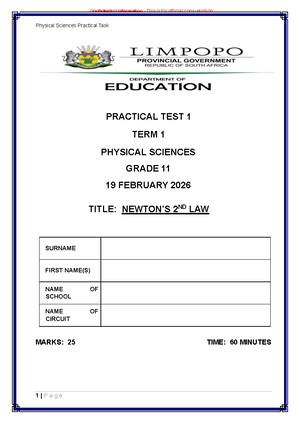 [Solved] Physical sciences practical investigation term 1 2025 grade 11 ...
