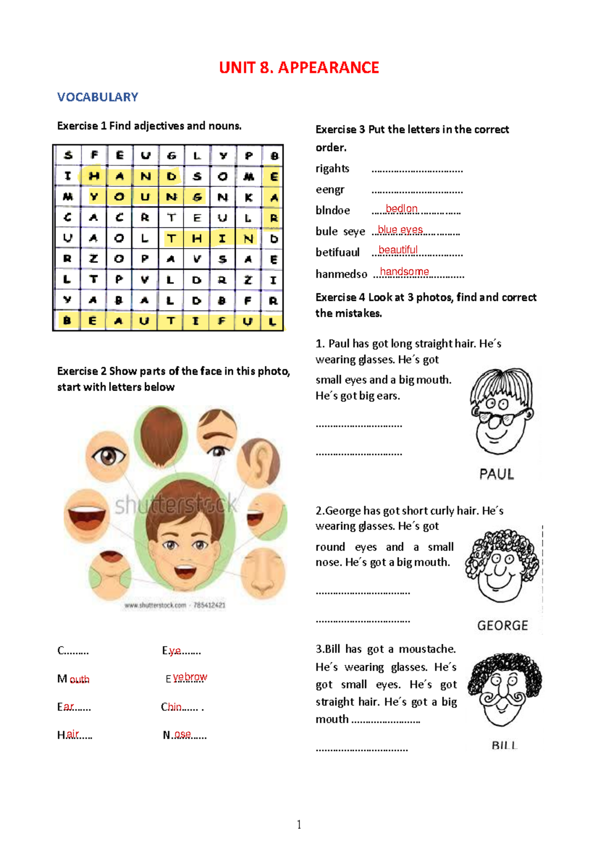 UNIT 8 Homework - English Test on Appearance and Fashion - Studocu