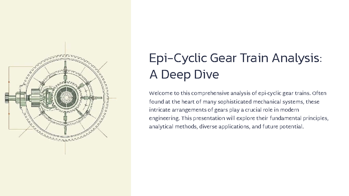 EPI 101: Comprehensive Analysis of Epicyclic Gear Trains - Studocu