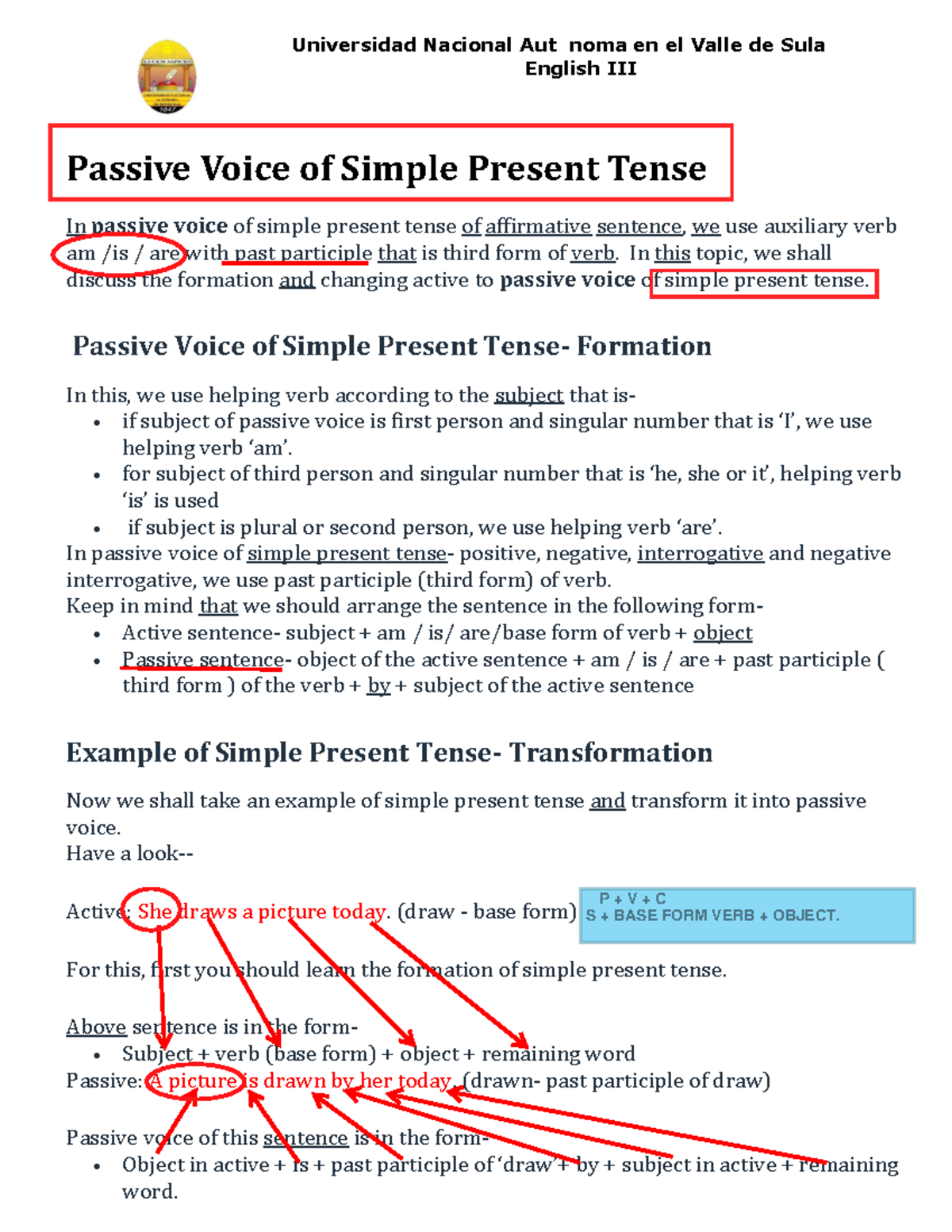 Passive Voice of Simple Present Tense - English III Guide - Studocu