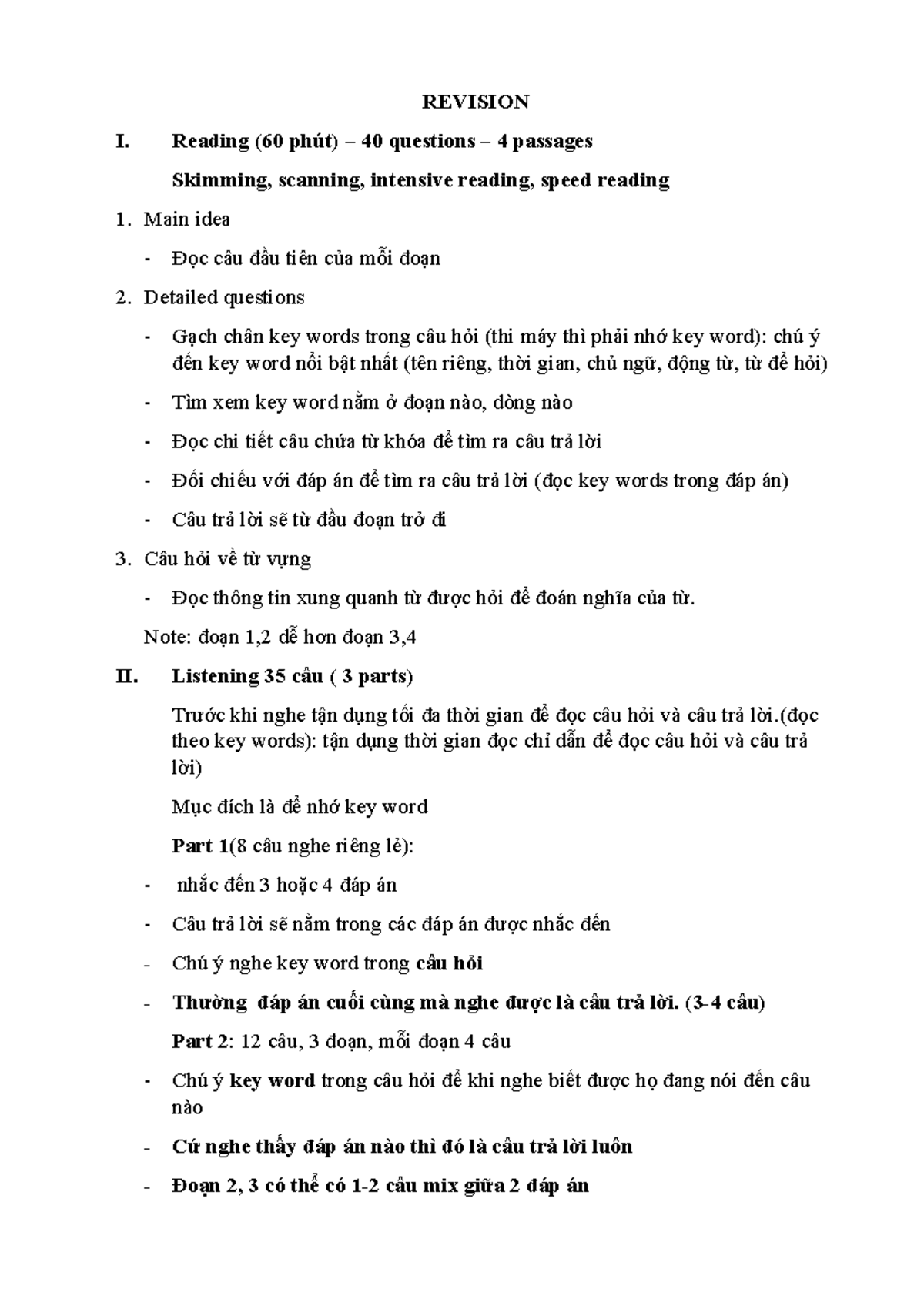 Ôn Tập Kỳ Thi - REVISION (60 phút) - Studocu