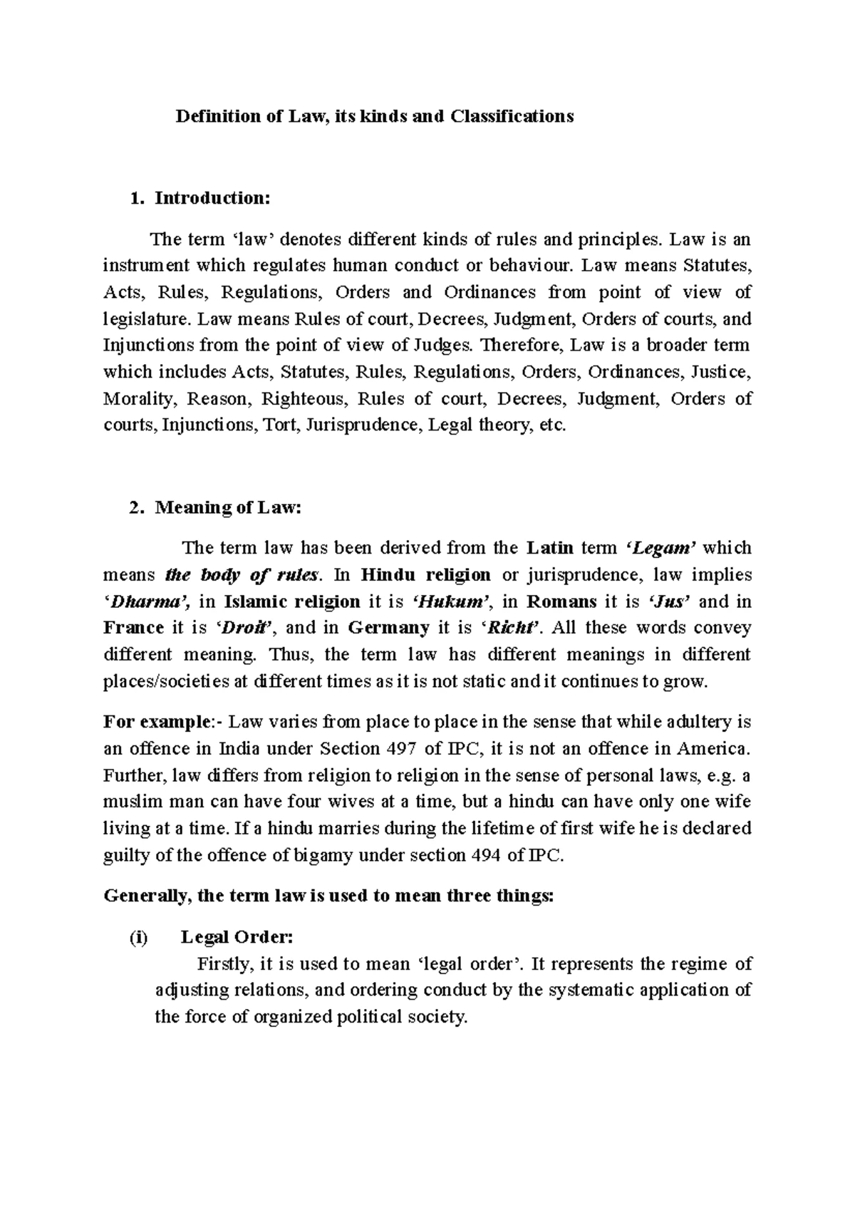 Jurisprudence notes - ...... - Jurisprudence – II UNIT I – State ...