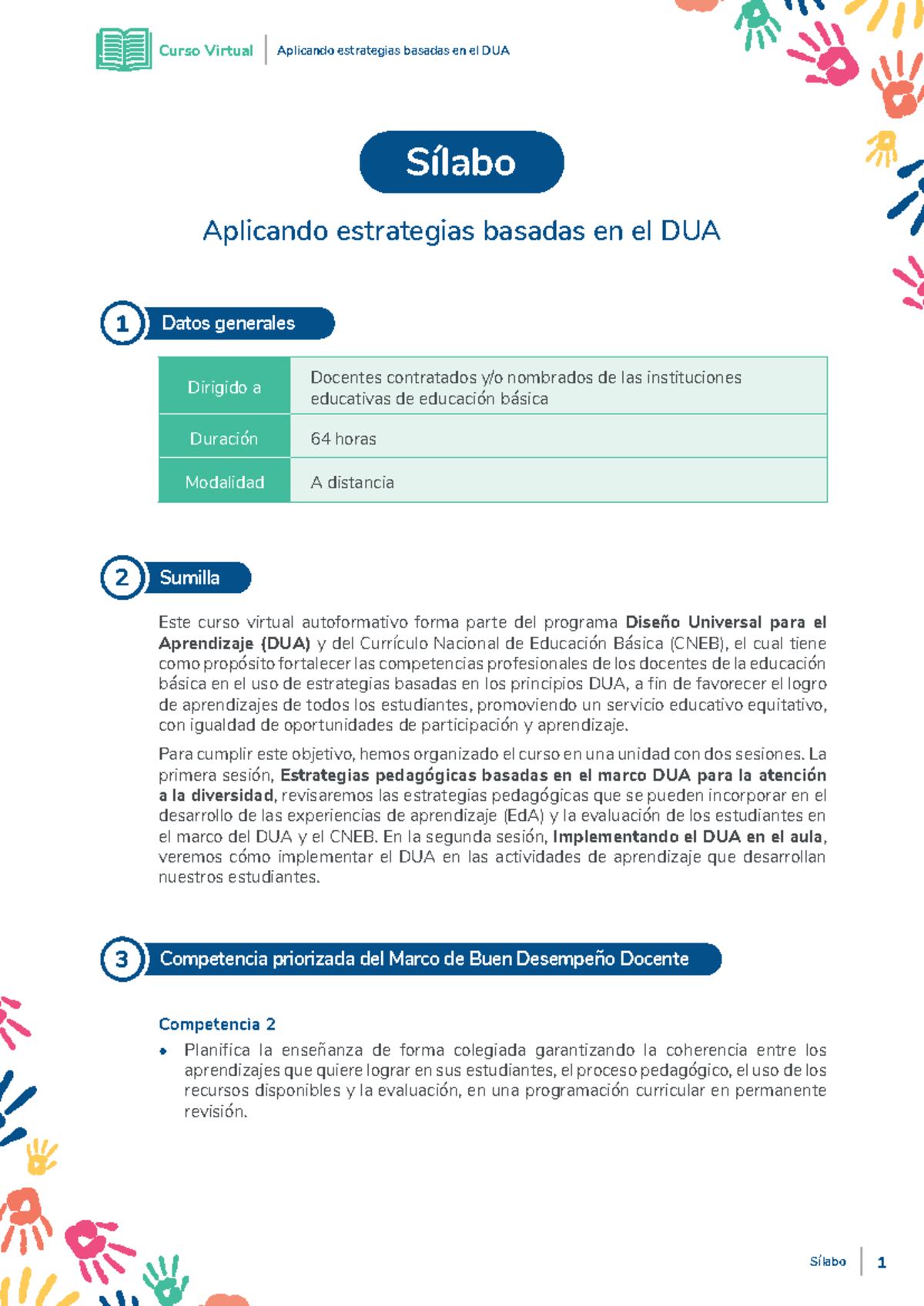 Sílabo del Curso Virtual: Estrategias DUA para Docentes - Studocu