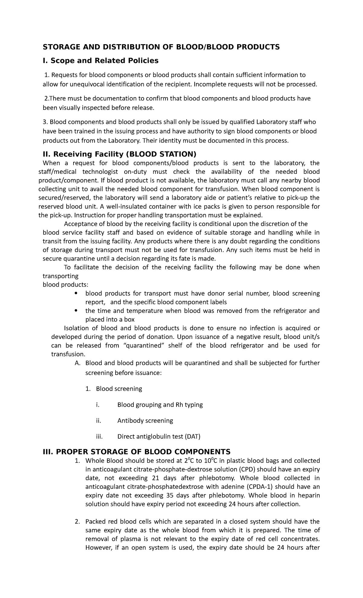 Inventory Management and Proper Issuance of Blood Products - Studocu