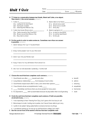 PAS3e L2 WQ U01 Key - Clave de respuestas de la Unidad 1 de Passages 2 3ra edición - A [8 points ...