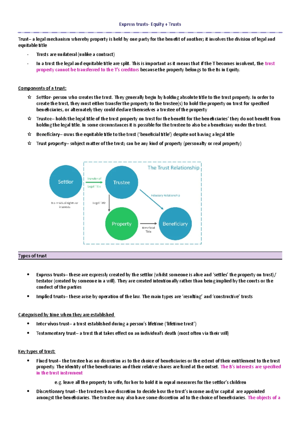 Gifts revision notes - Gifts- Equity + Trusts Rules and legal policy ...