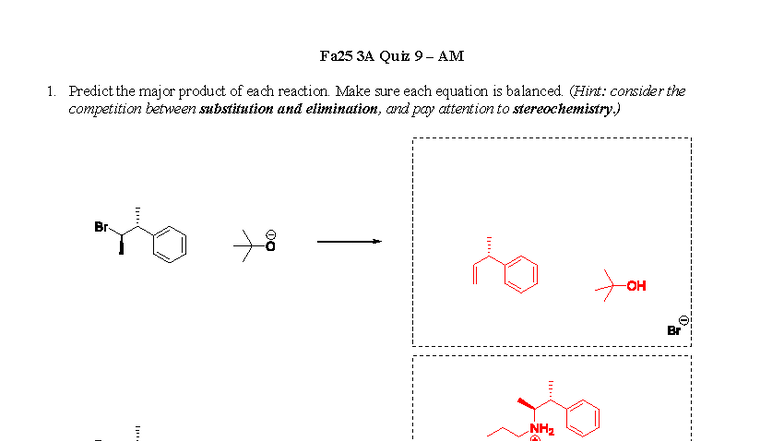 Quiz 9 3A Fa25 Robak - CHEM 3A - © Dr. MaryAnn Robak – Fa25 3A Quiz 9 ...
