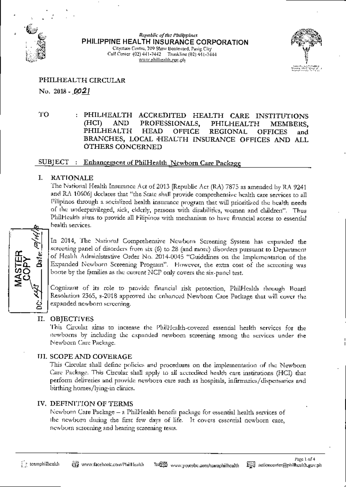 PhilHealth Circular 2018-0021: Enhanced Newborn Care Package Guidelines ...