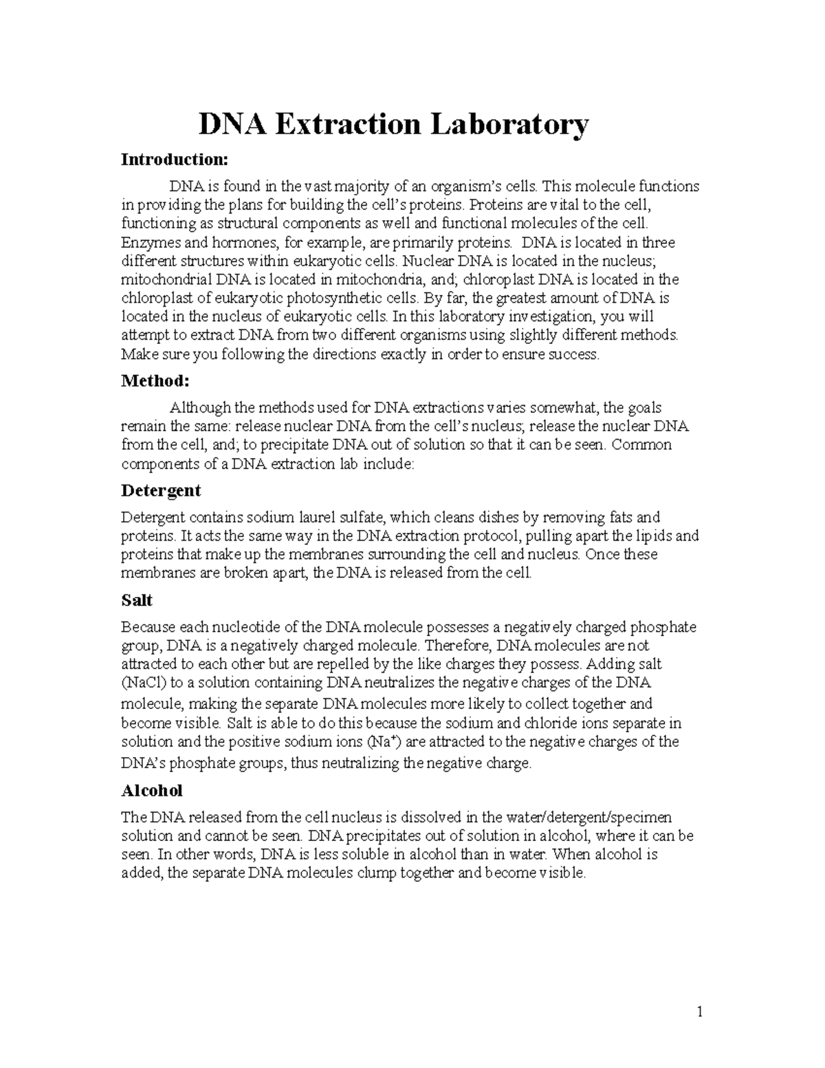 DNA Extraction Lab Intro: Methods & Components Explained (6.1b) - Studocu