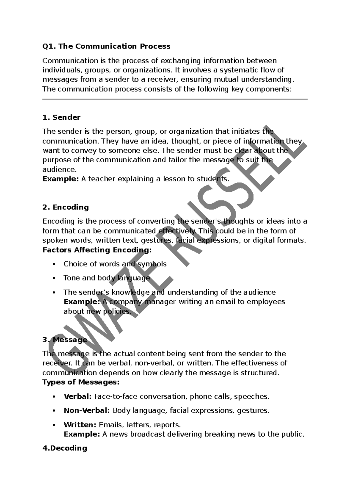 Russell Comms PRAC 2 - Term: Understanding the Communication Process ...