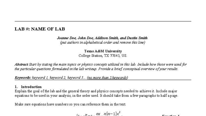 PHYS 101 Lab Report Template: Structure & Guidelines - Studocu