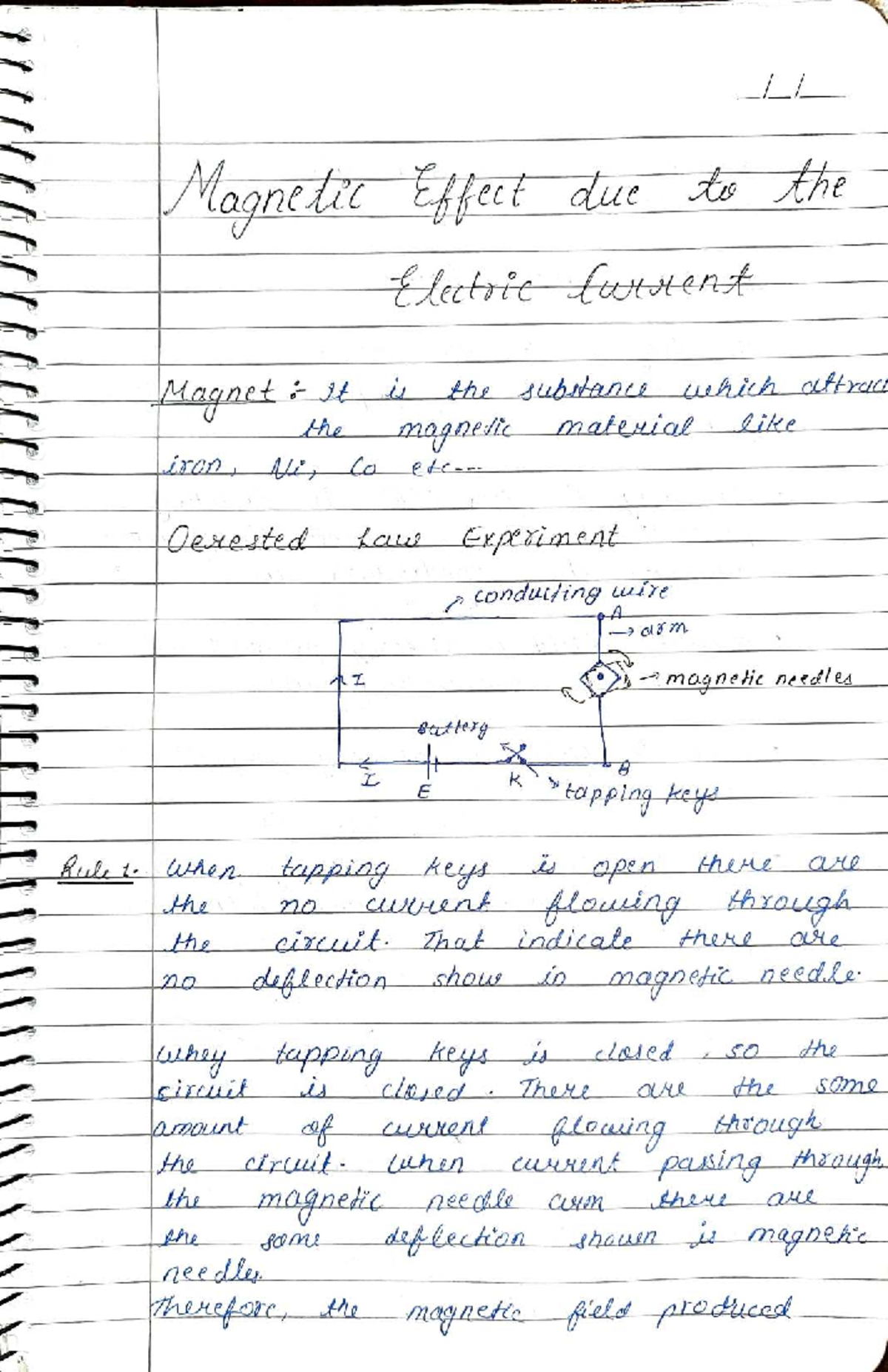 Magnetic Effect Due to Electric Current: Concepts & Experiments - Studocu