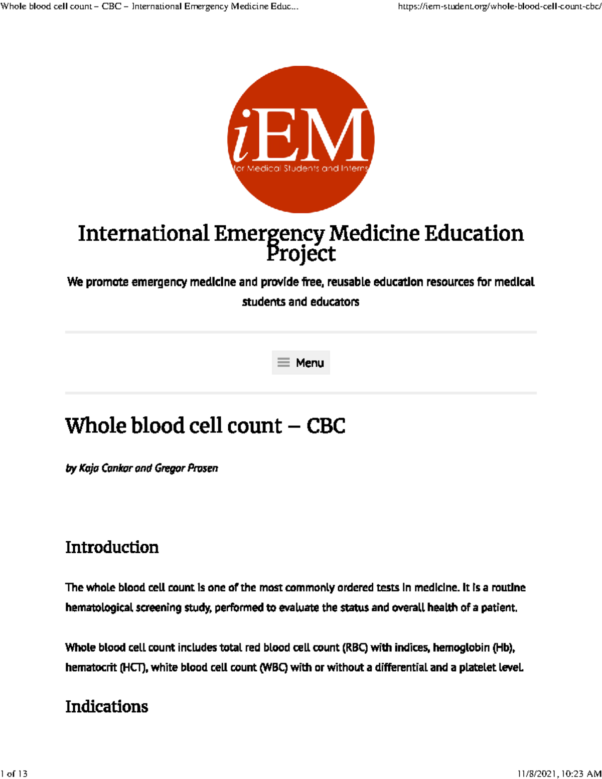 CBC Interpretation - Overview and Key Considerations - Studocu