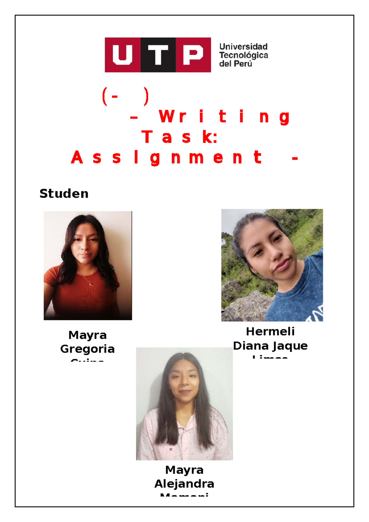 Semana 15 - Ingles - Ingles 2 - 🔴 ( -A A) A1 5A A AAA 15 – W r i t i n ...