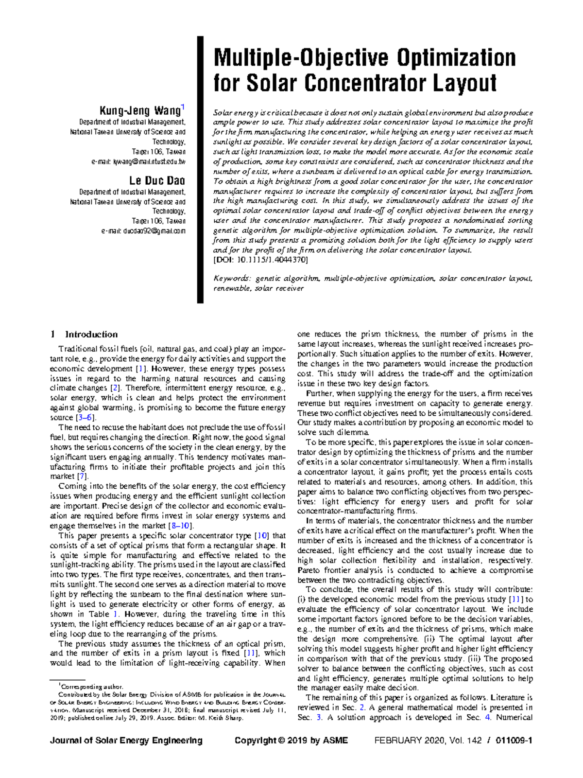 Optimization of Solar Concentrator Layout for Enhanced Profit and ...