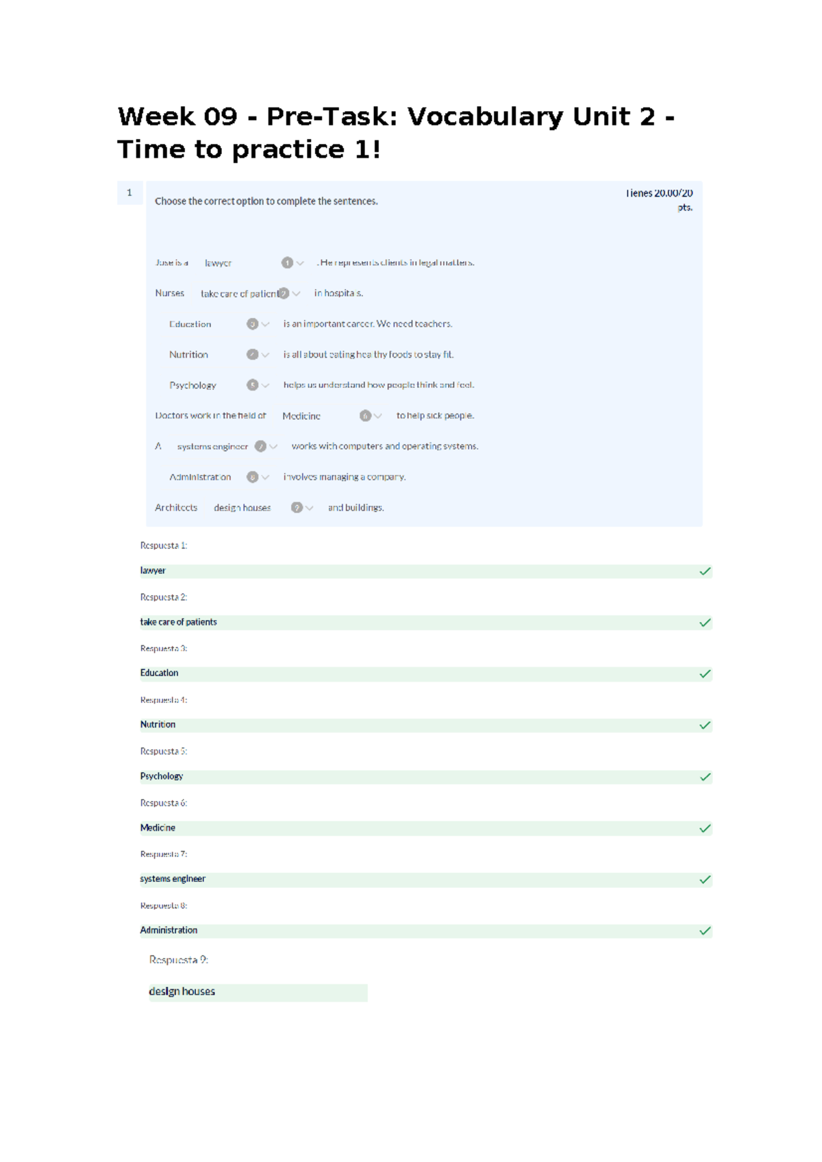 Week 09: Pre-Task Vocabulary Unit 2 - Practice Activities 1 - Studocu