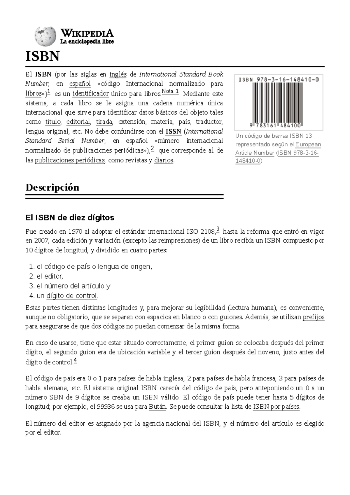 Guía sobre el ISBN: Estructura y Cálculo del Código de Barras - Studocu