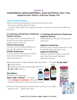 Cardiac Drugs - Pharm drug cheat sheets - Class Drug Uses Side Effects ...