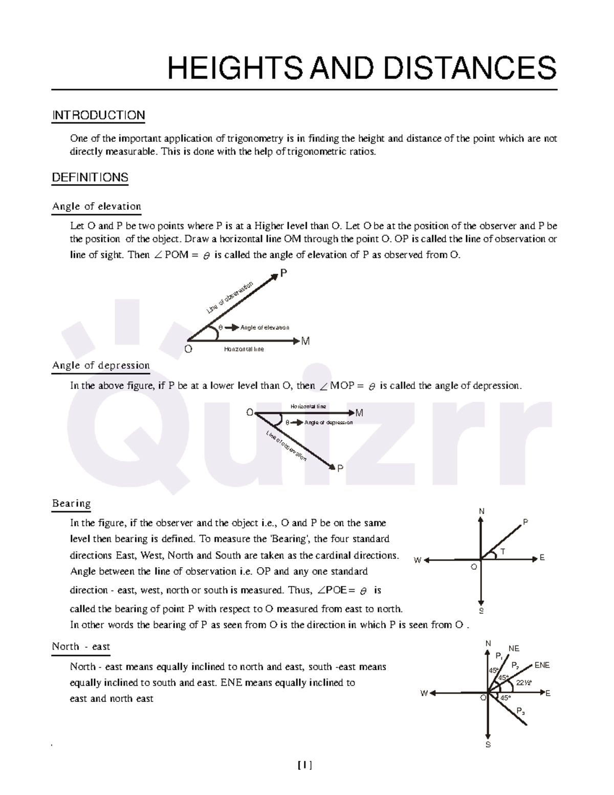HEIGHTS AND DISTANCES: Formula Sheets for Quiz 06 - Studocu