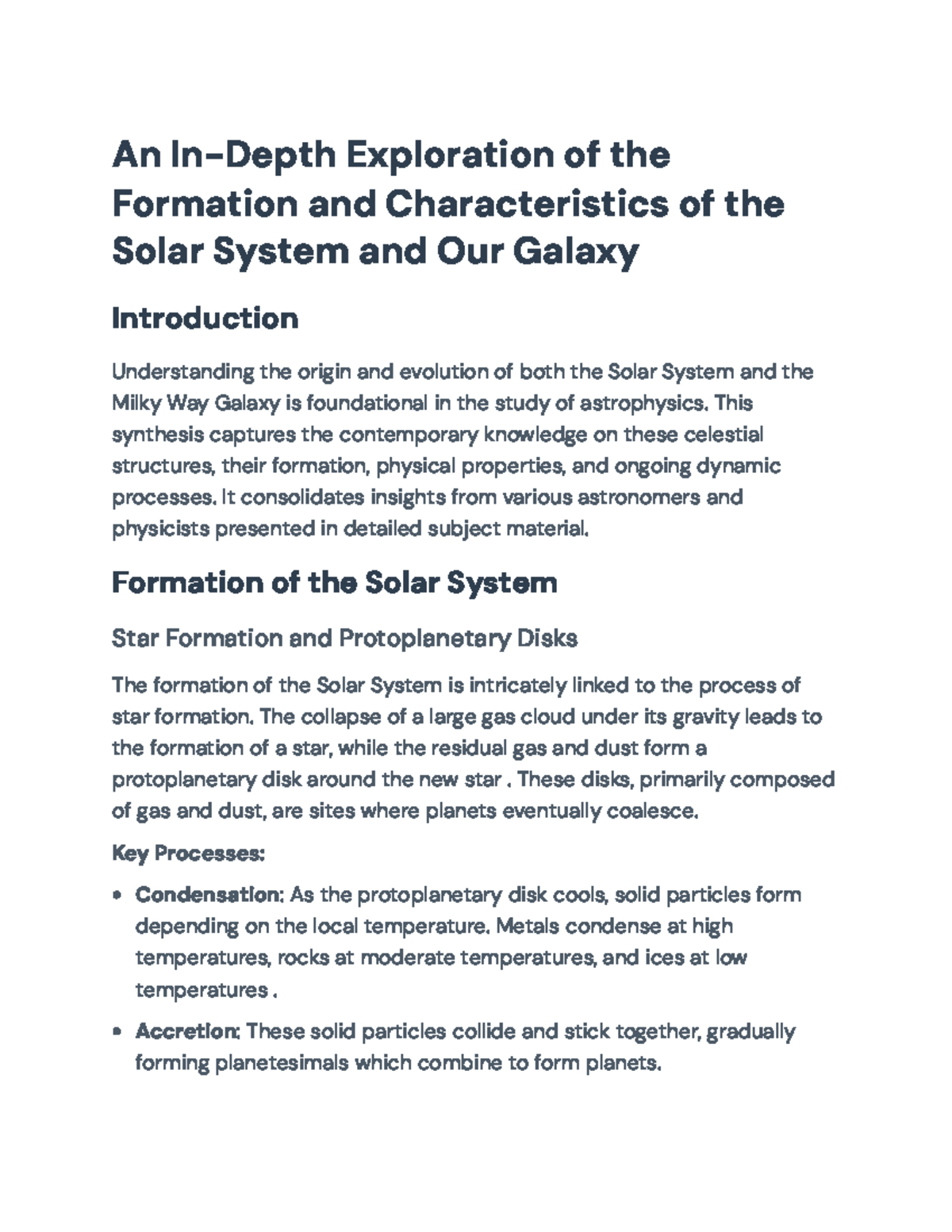 Astrophysics: Formation and Characteristics of Solar System & Milky Way ...