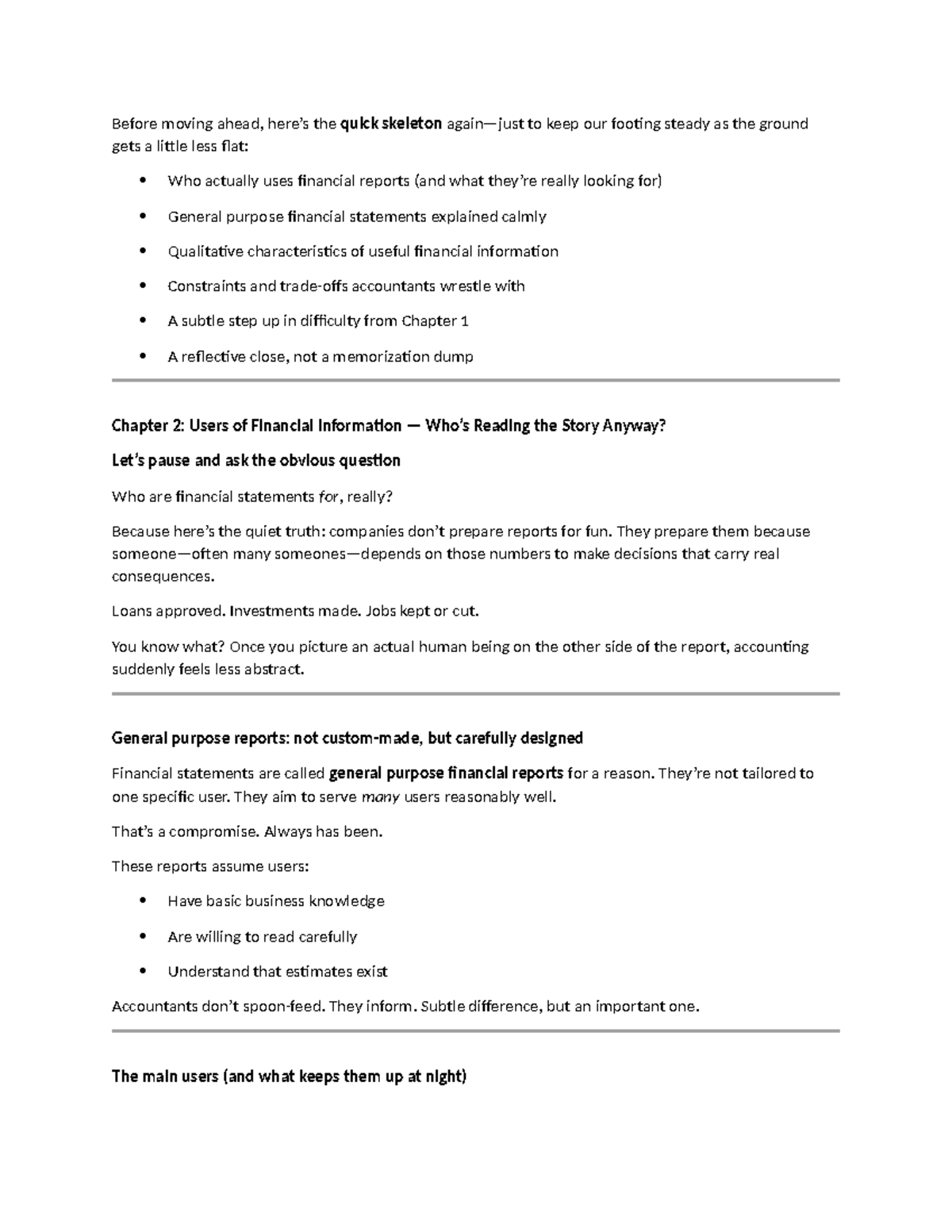 Financial Reporting and Measurement (FIN 201) - Chapter 2 Overview ...