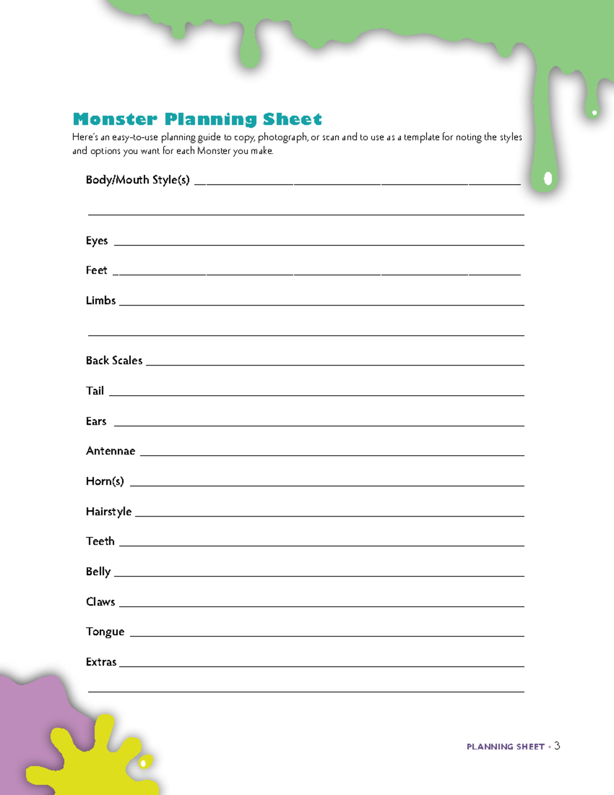 Monster Planning+Sheet - PlannIng sheet • 3 Monster Planning Sheet Here ...