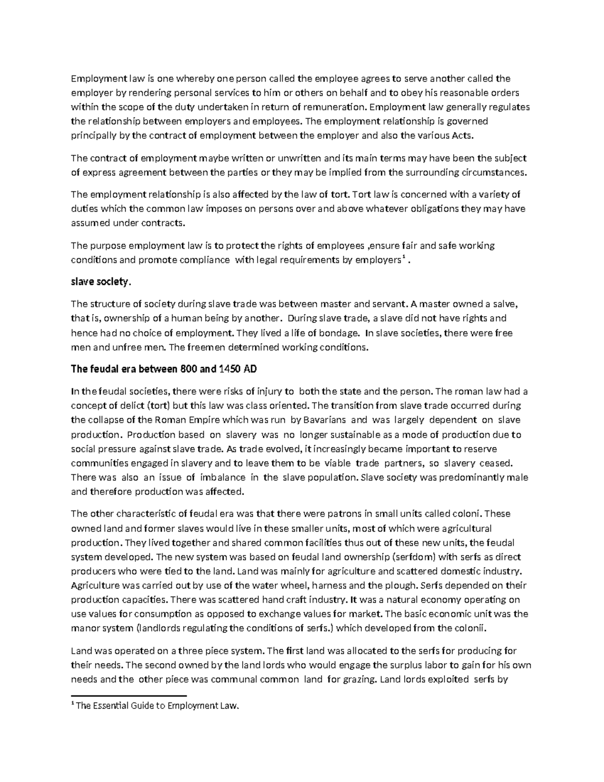 Employment Law Overview - Course WK Notes on Contracts & Rights - Studocu