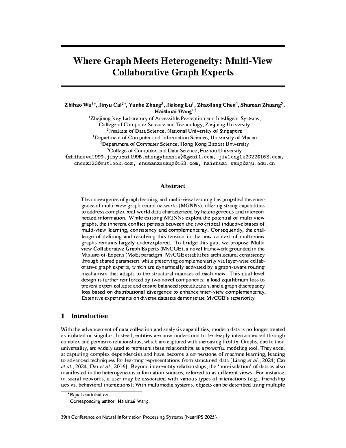 Collaborative Graph Experts: Balancing Consistency and Complementarity ...