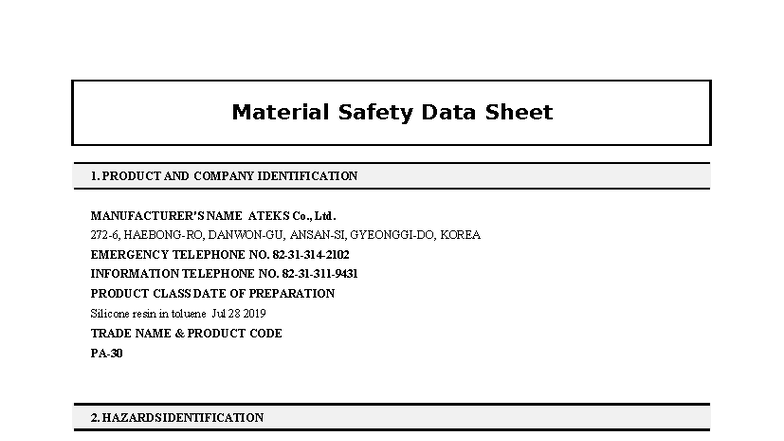 0803.ADS0366 PA-30 Material Safety Data Sheet (MSDS) - Studocu