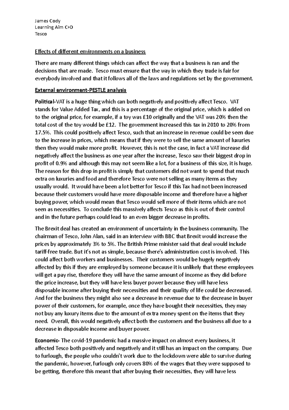 Example Work For Unit 1 Upto Distinction Learning Aim A Explore The Features Of Different