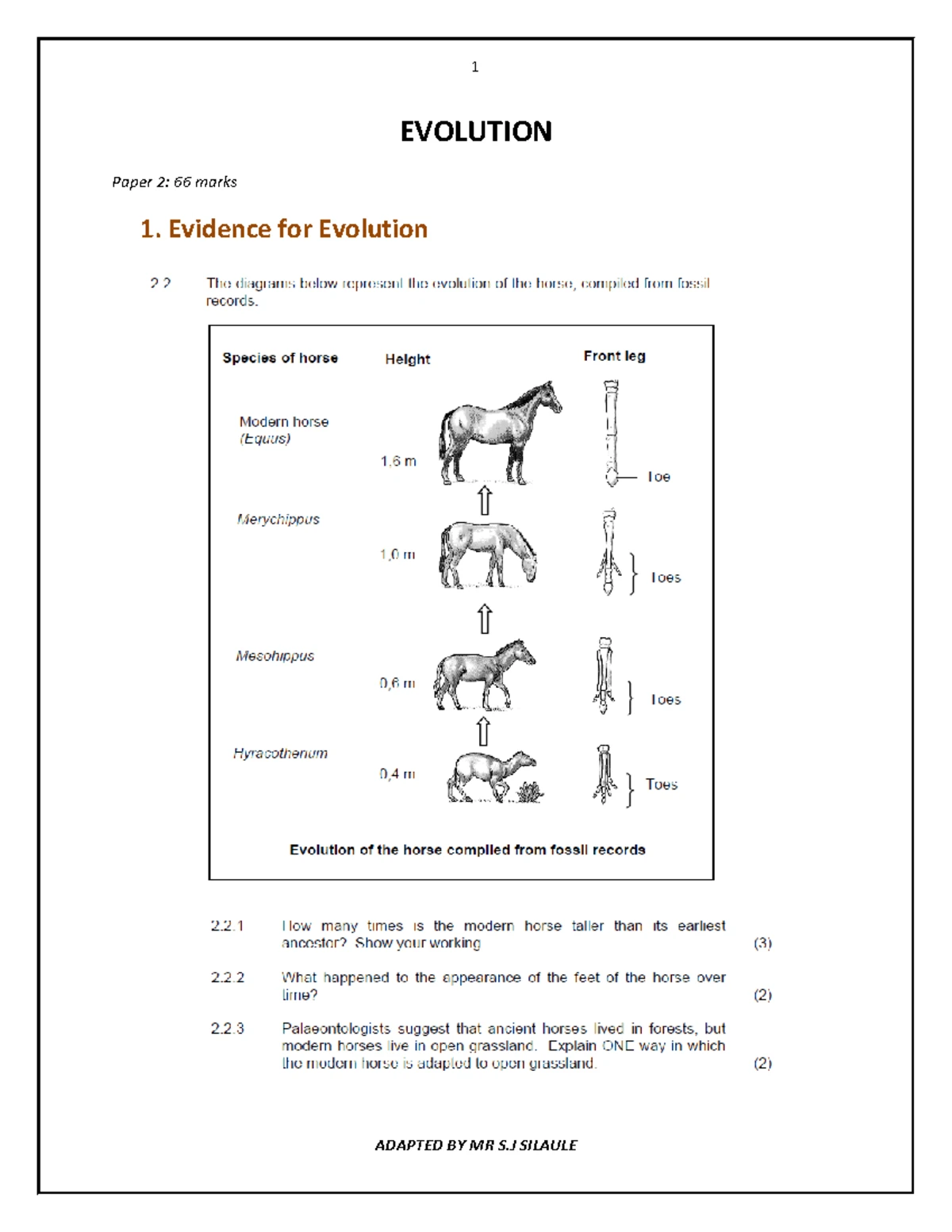 DBE evolution 2 july final 2 - SELF-STUDY GUIDE 5 EVOLUTION LIFE ...