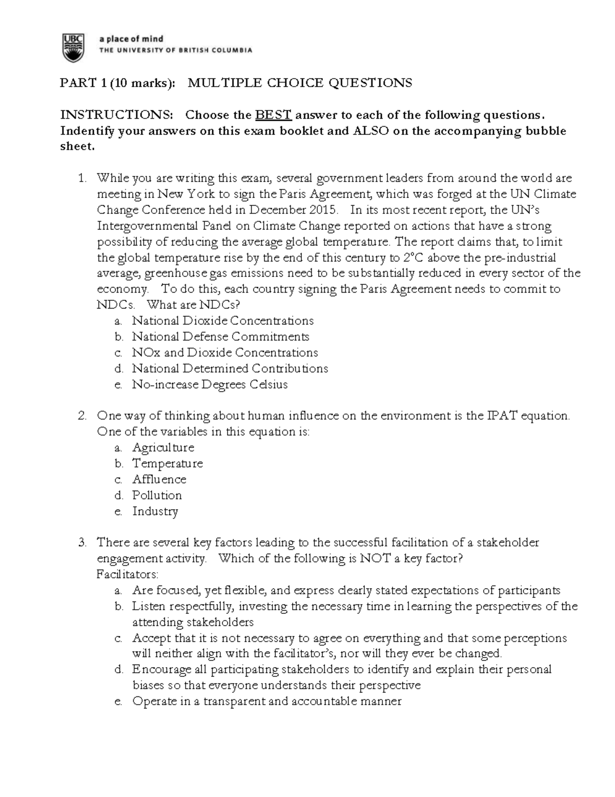 CIVL200 Final Exam Example: Multiple Choice Questions & Answers - Studocu