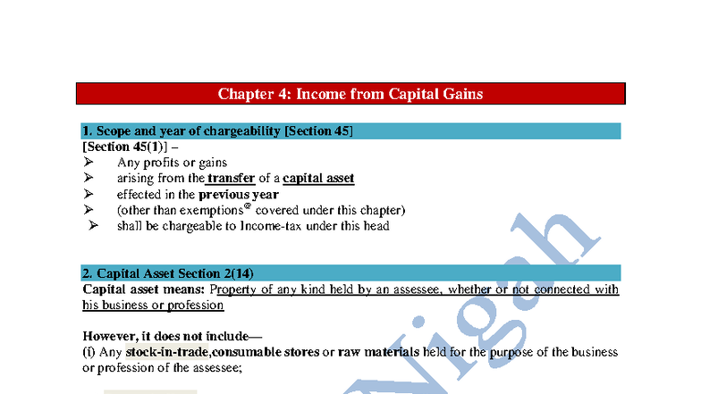 Chapter 4: Income from Capital Gains - Detailed Notes for 2025 - Studocu