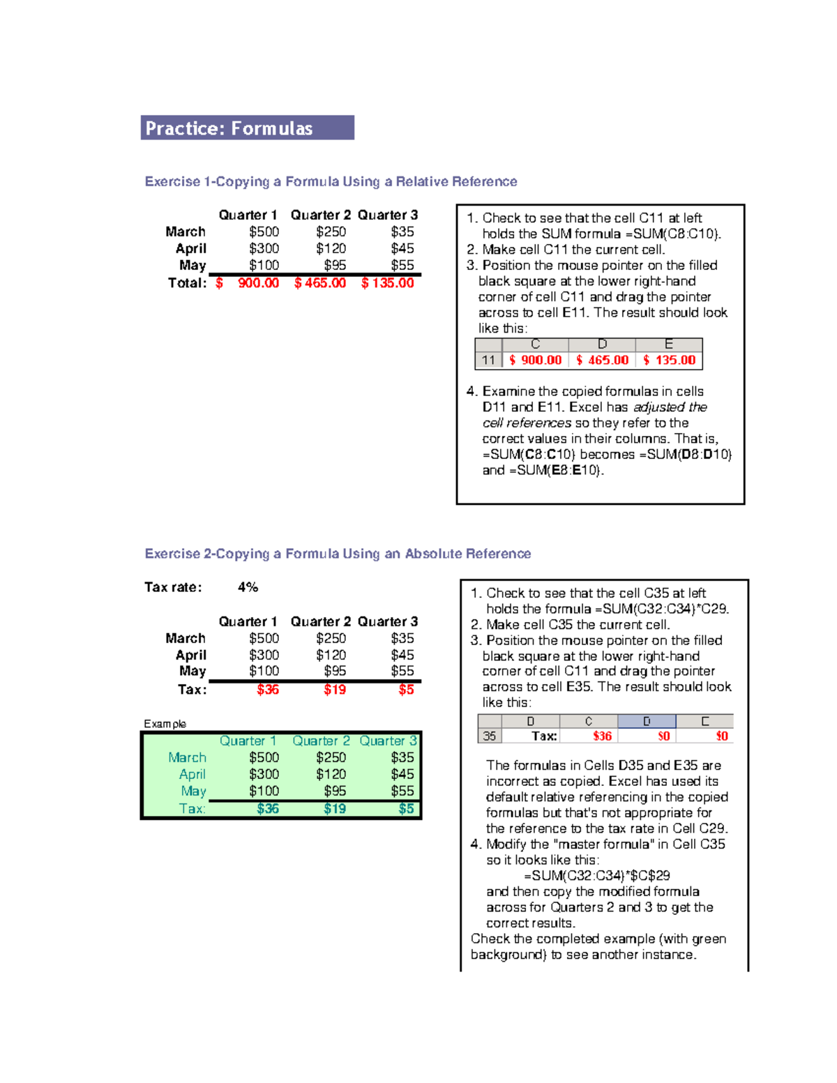 Excel Function Formulas Practice Exercises and Solutions - Studocu